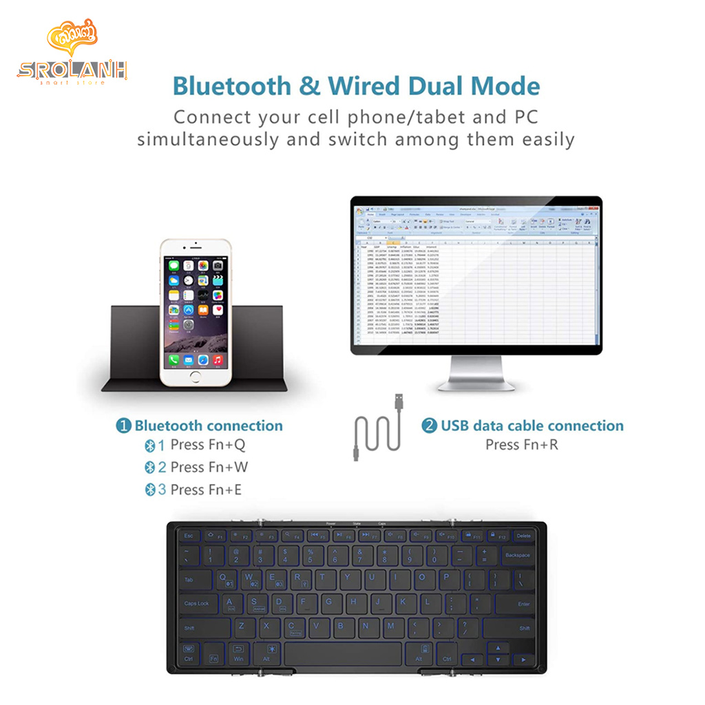 iCLEVER Tri-Folding Wireless Keyboard IC-BK05 | SROLANH iCLEVER Tri-Folding Wireless Keyboard IC-BK05 | SROLANH